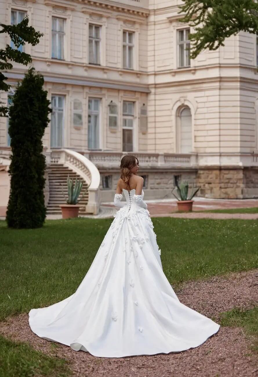 Blake A Line Mikado Dress Open Back With Floral Details – violetta-bridal
